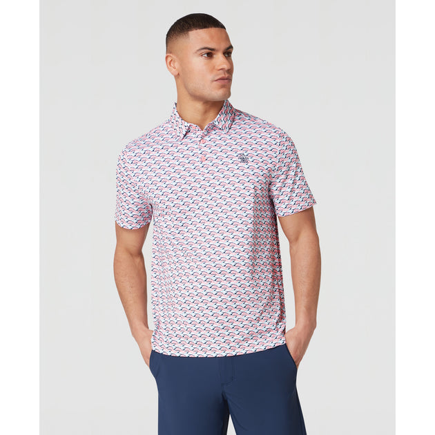 Layered Umbrella Print Golf Polo Shirt In Pink | Original Penguin®