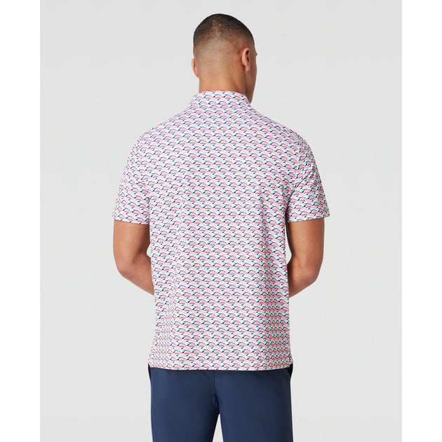 Layered Umbrella Print Golf Polo Shirt In Pink | Original Penguin®