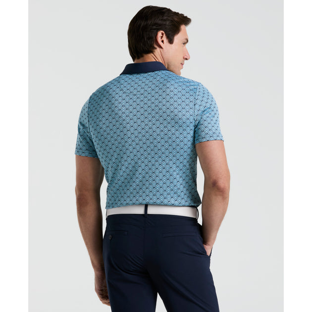 Yarn Dyed Bohemian Jacquard Golf Polo Shirt In Blue | Original Penguin®