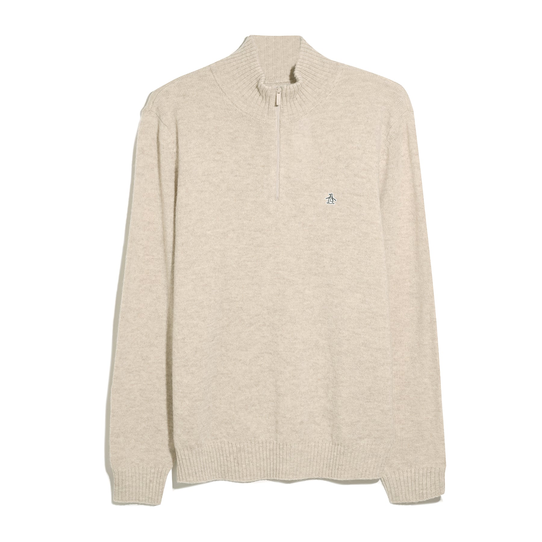 Lambswool Quarter Zip Sweater In Beige | Original Penguin®