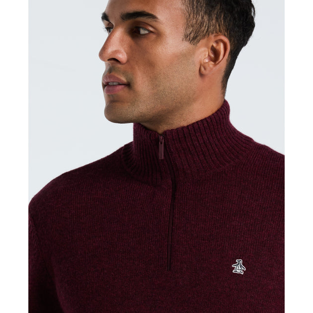 Lambswool Quarter Zip Sweater In Red | Original Penguin®