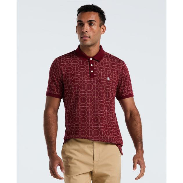 Geometric Jacquard Polo Shirt In Red | Original Penguin®