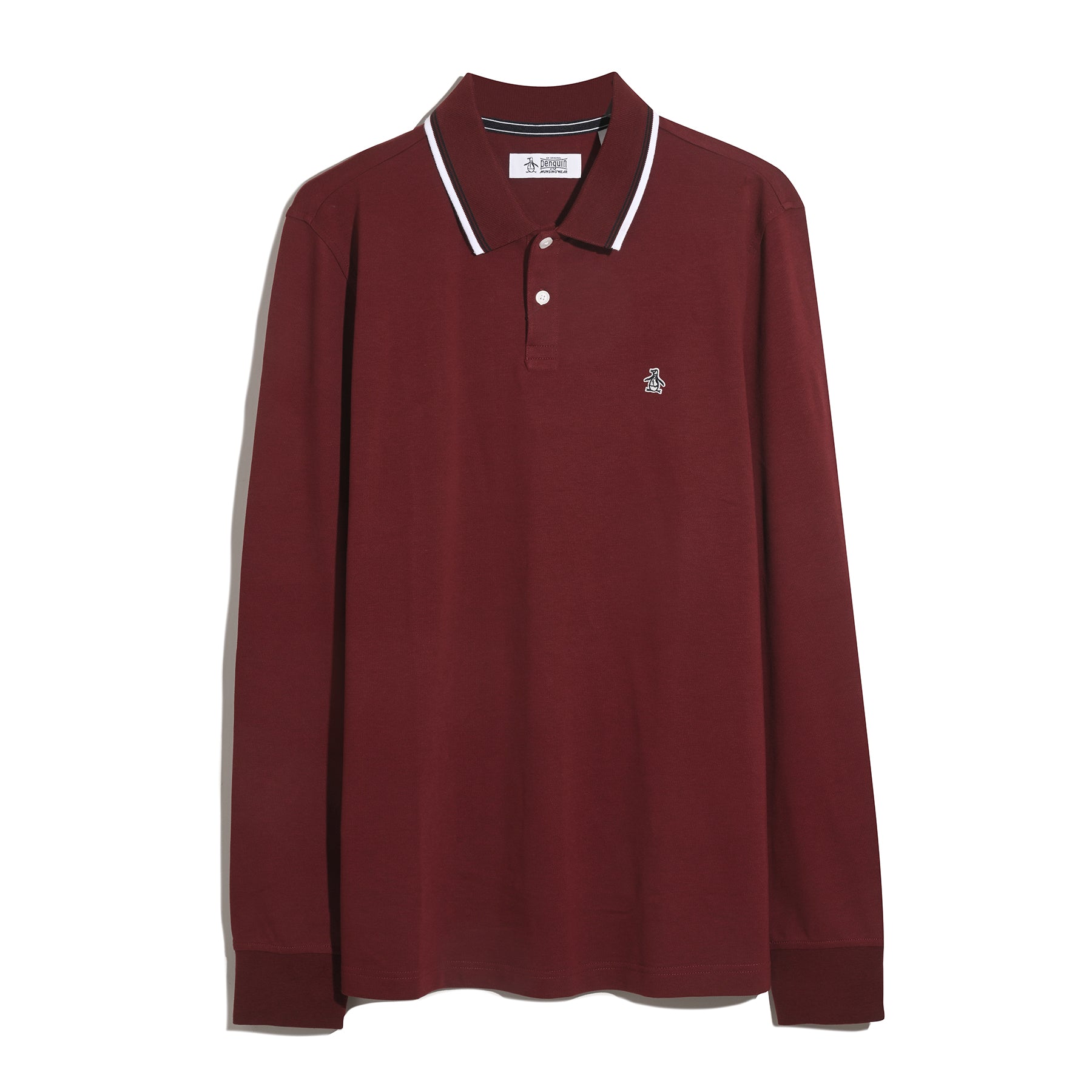 Sticker Pete Tipped Long Sleeve Polo Shirt In Red | Original Penguin®