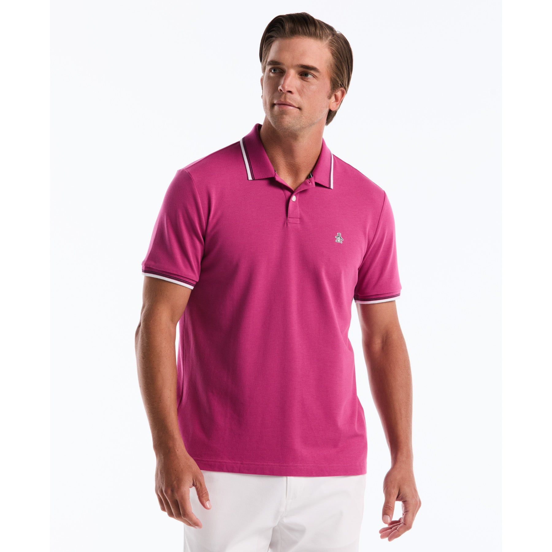 Tipped Pique Polo Shirt In Purple | Original Penguin®