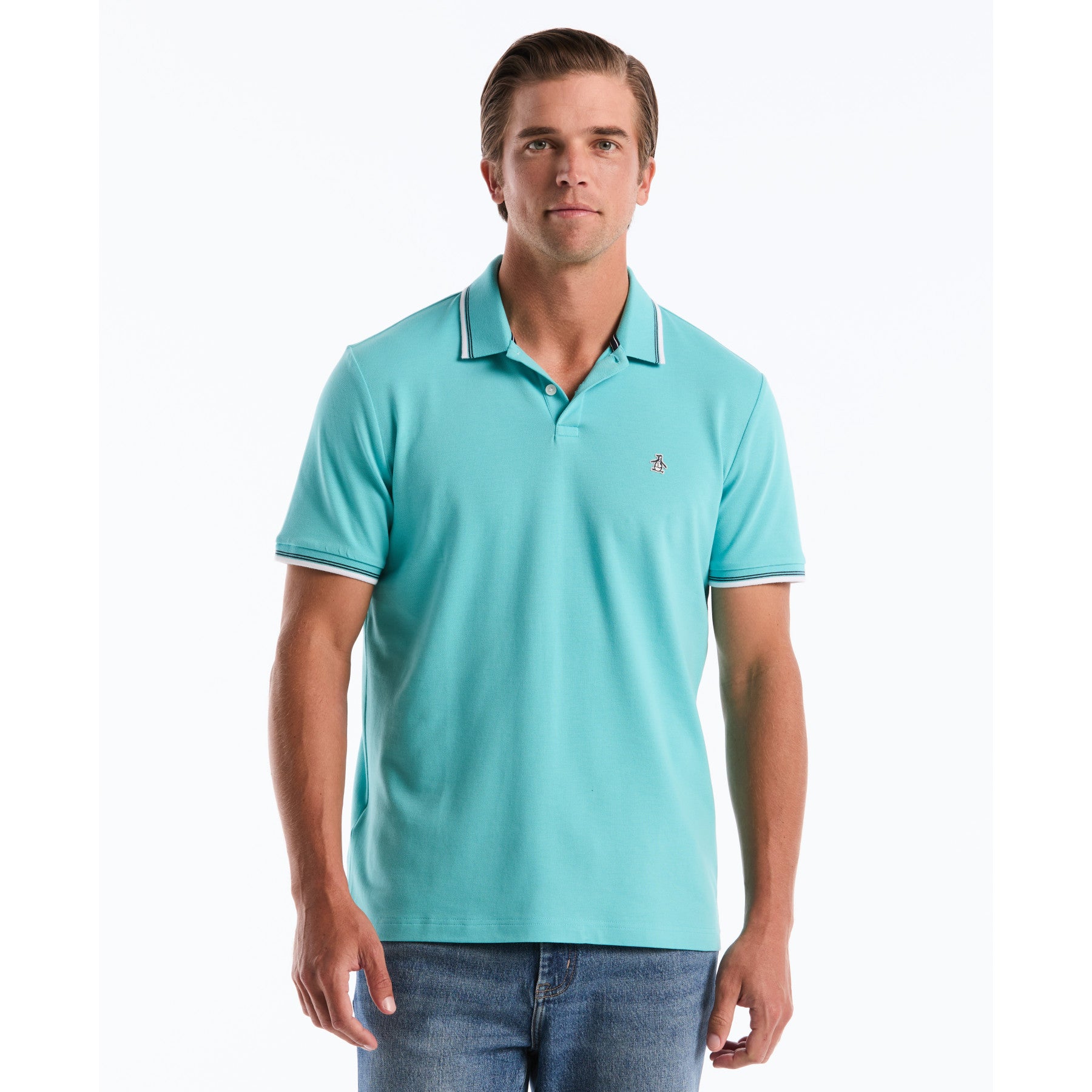 Tipped Pique Polo Shirt In Blue | Original Penguin®