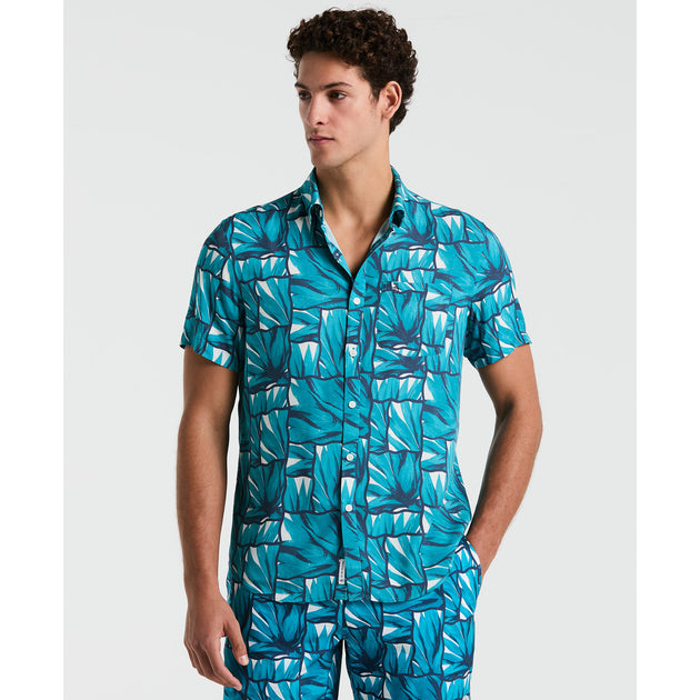 Agave Tile Print Short Sleeve Shirt In Blue | Original Penguin®