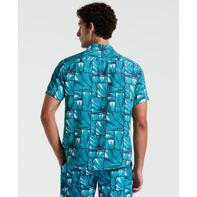 Agave Tile Print Short Sleeve Shirt In Blue | Original Penguin®