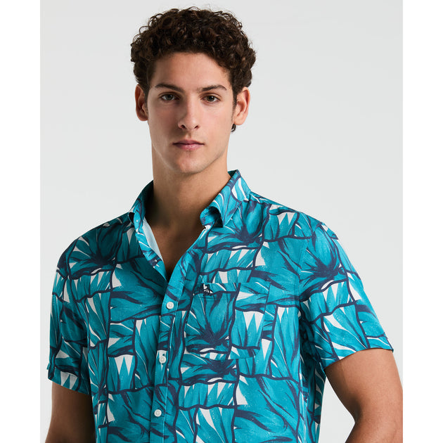 Agave Tile Print Short Sleeve Shirt In Blue | Original Penguin®